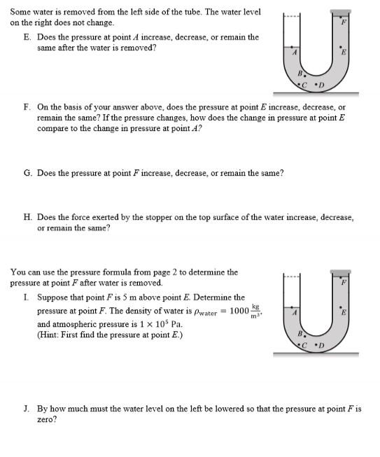 Solved Problem 2: Pressure in a U-shaped tube A U-shaped | Chegg.com