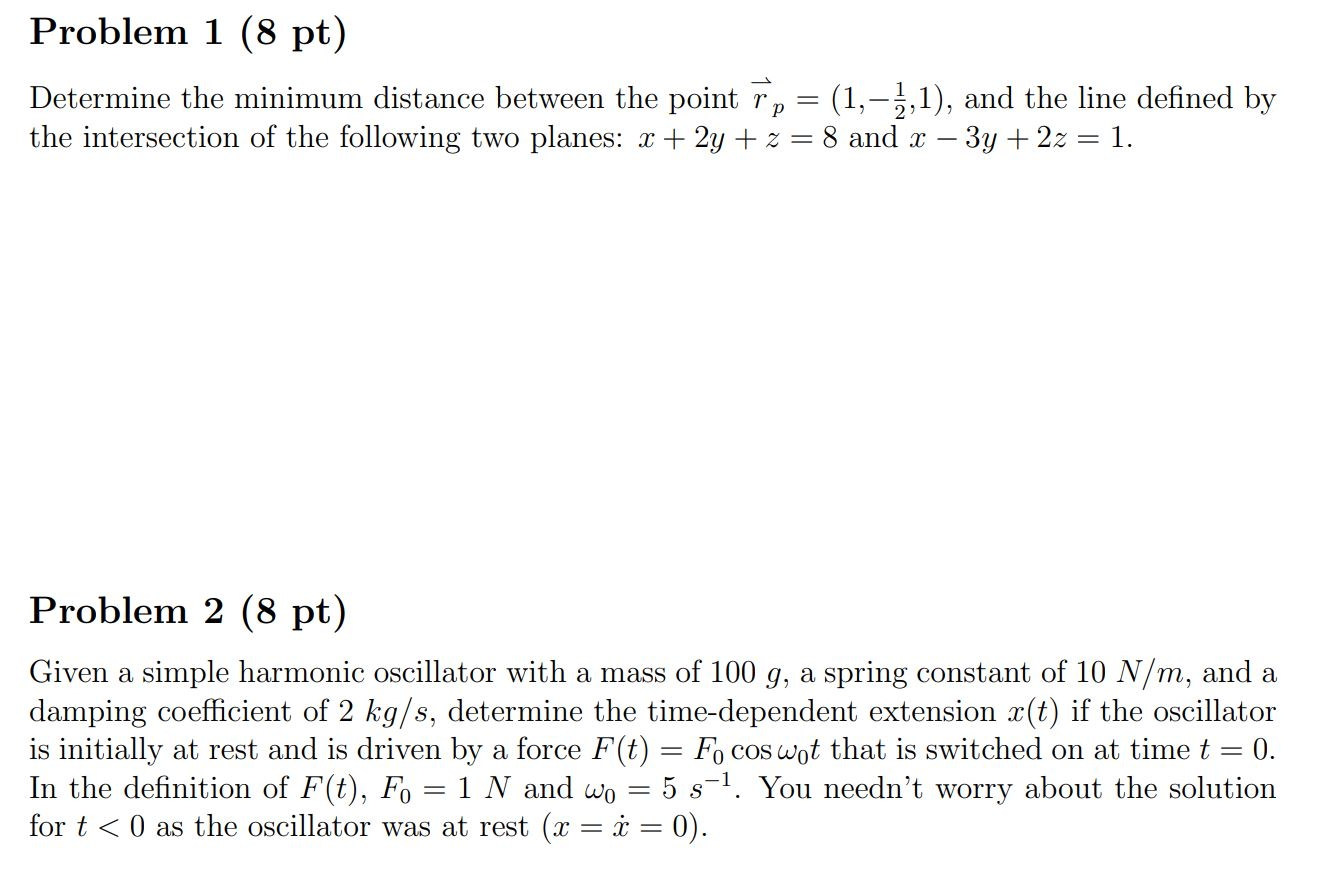 Solved Problem 1 (8 pt) Determine the minimum distance | Chegg.com