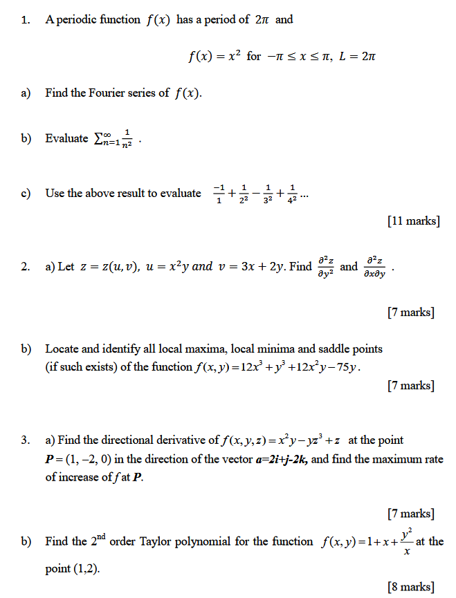 Solved 1. A periodic function f(x) has a period of 21 and | Chegg.com