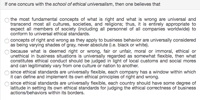 Solved If one concurs with the school of ethical | Chegg.com