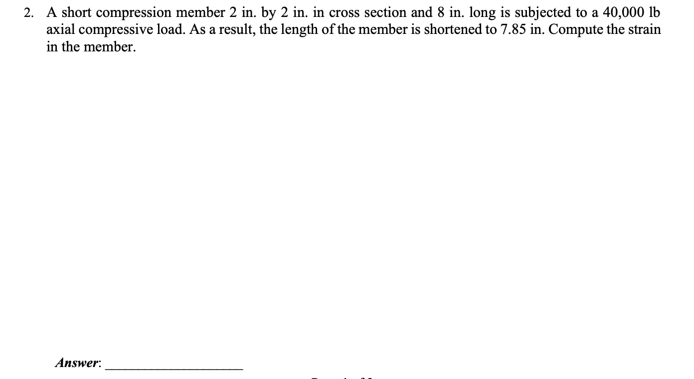 Solved A short compression member 2 in. by 2 in. in cross | Chegg.com