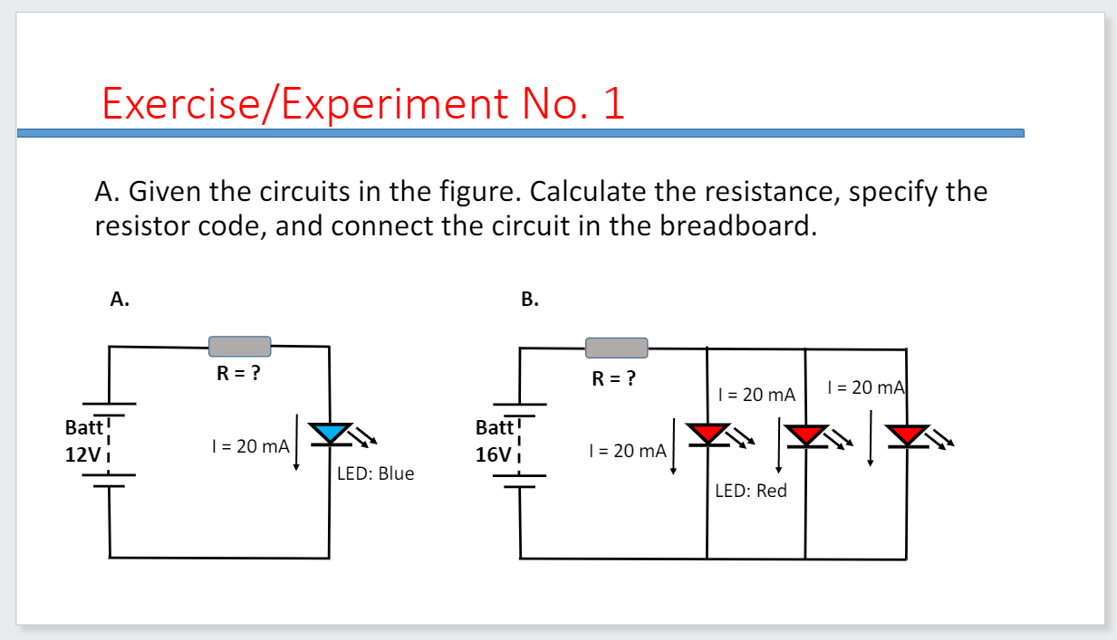 Solved Exercise/Experiment No. 1 A. Given the circuits in | Chegg.com