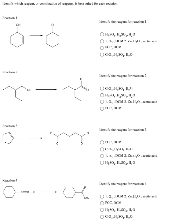 Solved Identify which reagent, or combination of reagents, | Chegg.com