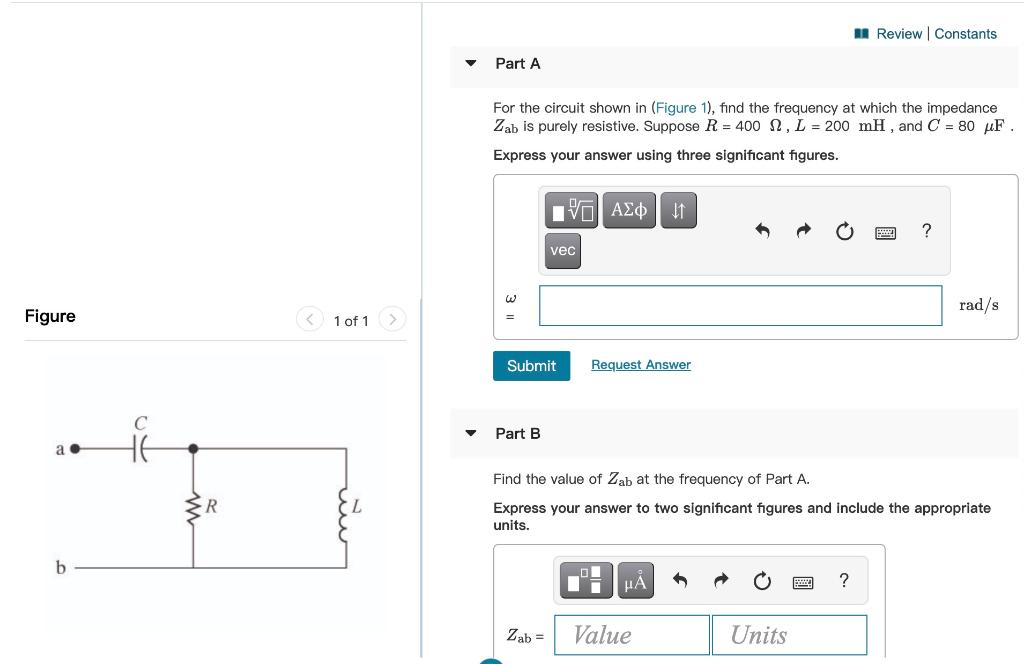 Solved Review Constants Part A For the circuit shown in | Chegg.com