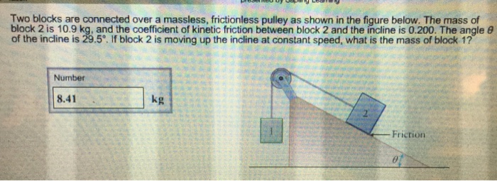Solved Two blocks are connected over a massless, | Chegg.com