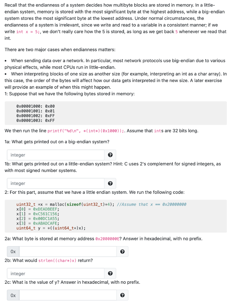 Solved Recall that the endianness of a system decides how | Chegg.com