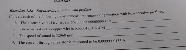 Solved Exercises 1.2 - Engineering Notation Write the | Chegg.com