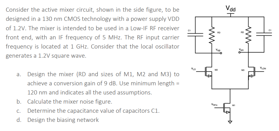 Consider the active mixer circuit, shown in the side | Chegg.com
