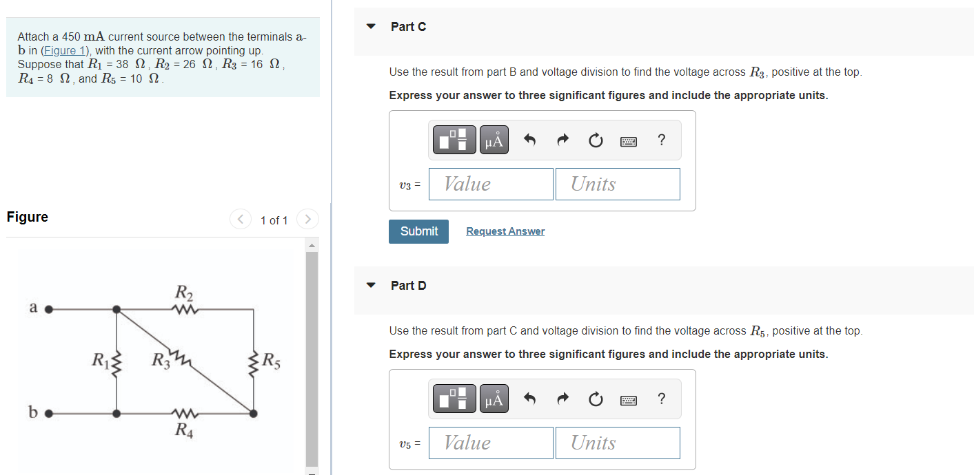 Solved Attach a 450 mA current source between the terminals | Chegg.com