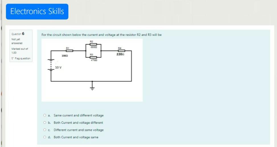 Solved Electronics Skills For the circuit shown below the | Chegg.com
