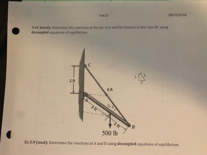 Solved HW15 09/21/2018 5.61 (mod): Determine the reactions | Chegg.com