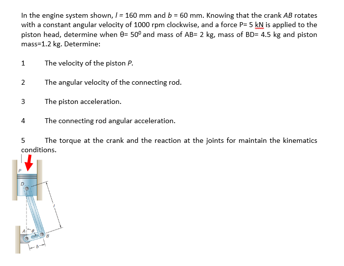 Solved In the engine system shown, I = 160 mm and b = 60 mm. | Chegg.com