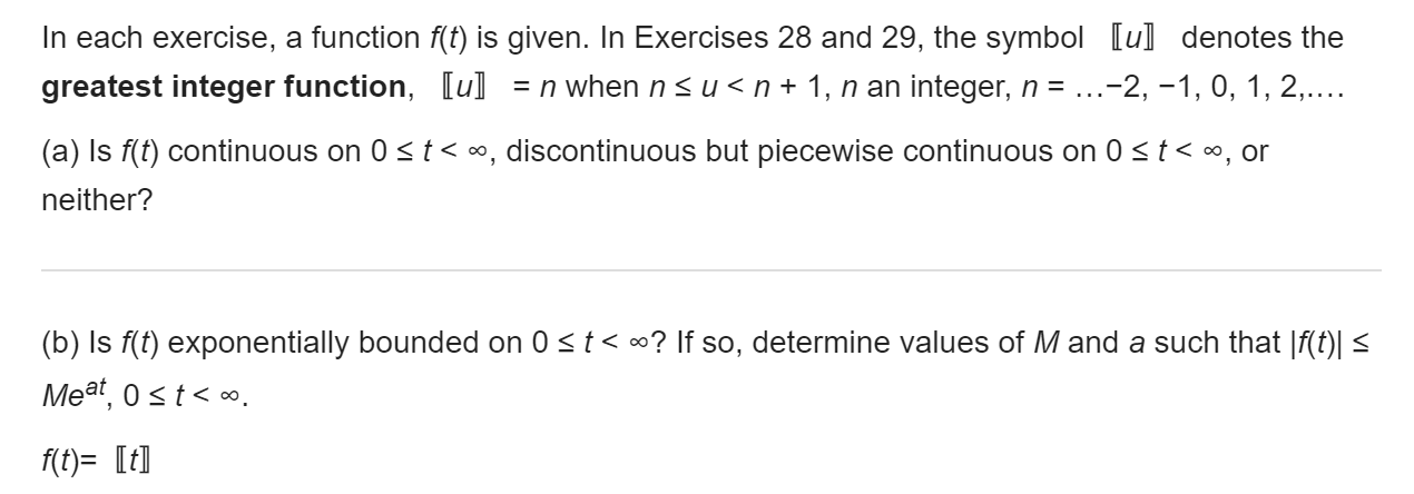Solved In each exercise, a function f(t) is given. In | Chegg.com