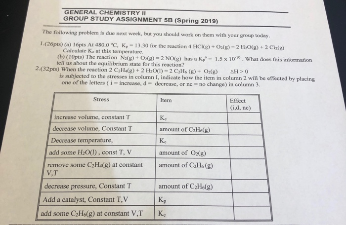 Solved GENERAL CHEMISTRY II GROUP STUDY ASSIGNMENT 5B | Chegg.com