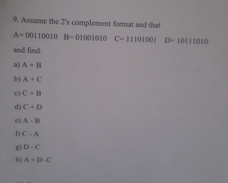 Solved 9. Assume the 2's complement format and that | Chegg.com