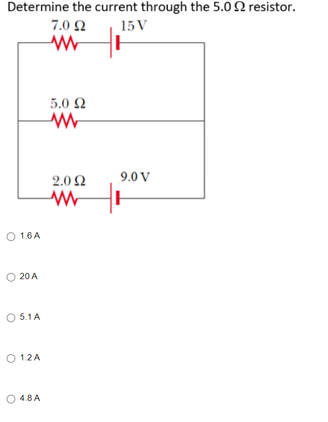 Solved Determine the current through the 5.0Ω resistor. 1.6 | Chegg.com