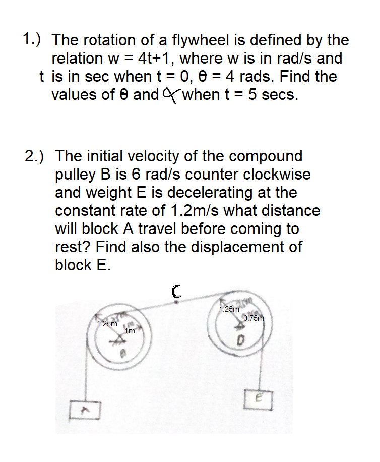 Solved 1.) The rotation of a flywheel is defined by the | Chegg.com
