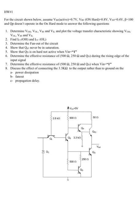 [Solved]: ( mathrm{HW} # 1 ) For the circuit shown bel