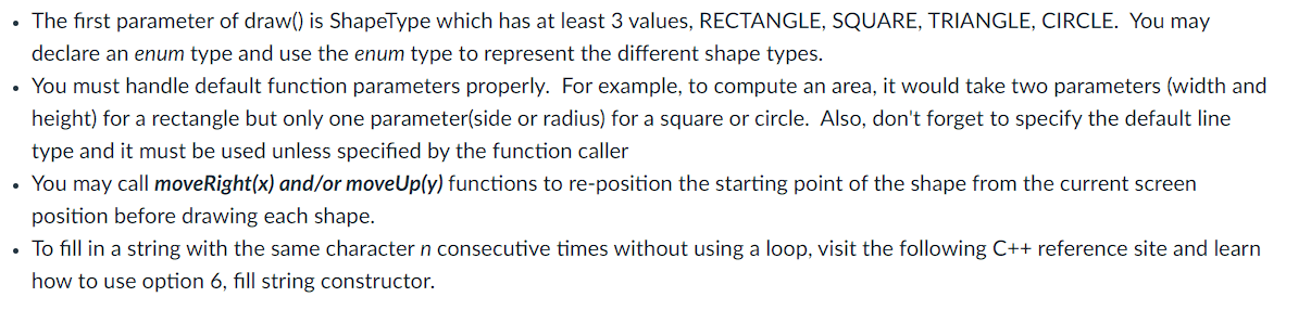 Solved • Define an enum type, ShapeType, of four shapes. • | Chegg.com
