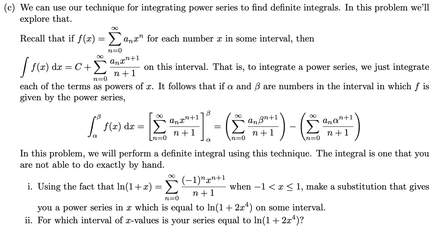 Solved (c) We can use our technique for integrating power | Chegg.com