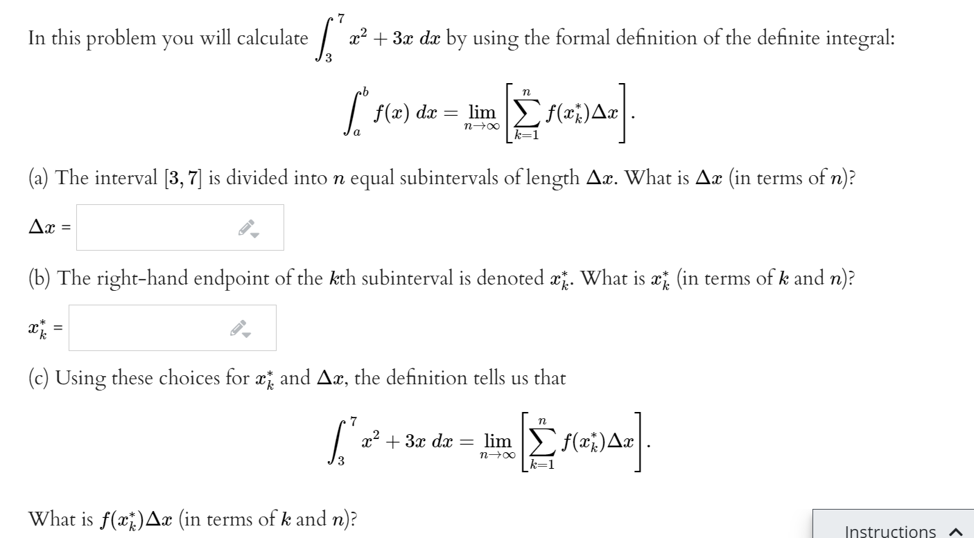 Solved In this problem you will calculate x2 + 3x dx by | Chegg.com