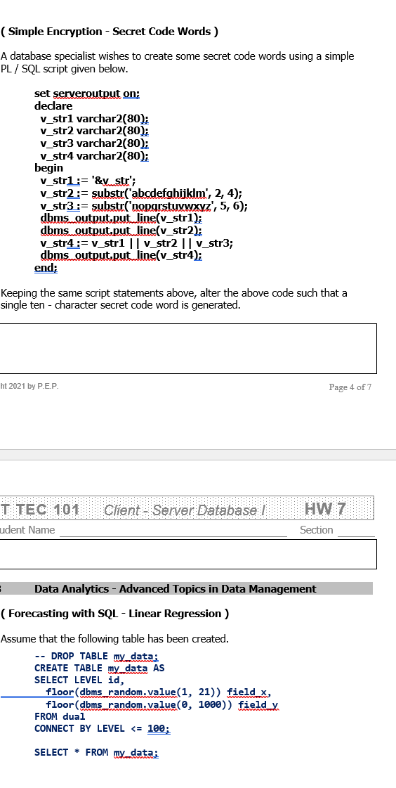 (Simple Encryption - Secret Code Words ) A database | Chegg.com