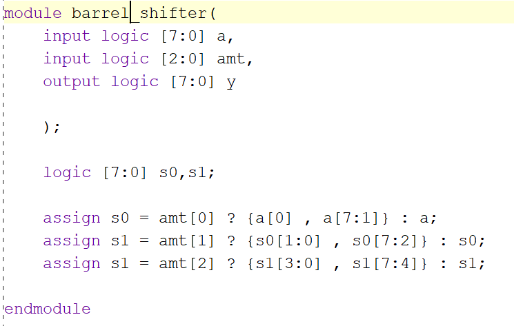 Solved Parameterized Barrel Shifter The barrel shifter | Chegg.com