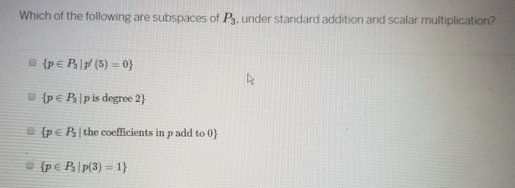 Solved Which of the following sets are linear subspaces of | Chegg.com