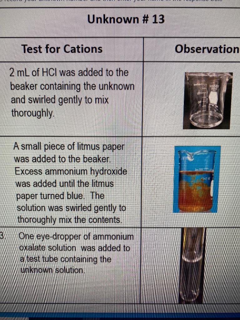Solved Lab 8 Qualitative Analysis of Ions Identification of | Chegg.com