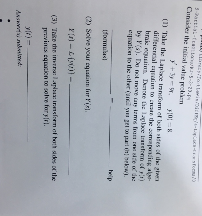 Solved Consider the initial value problem y' + 3y = 9t, | Chegg.com
