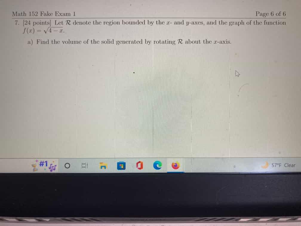 Solved Math 152 Fake Exam 1 Page 6 of 6 7. [24 points] Let R | Chegg.com