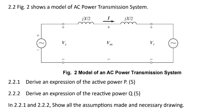 Solved 2.2 Fig. 2 shows a model of AC Power Transmission | Chegg.com