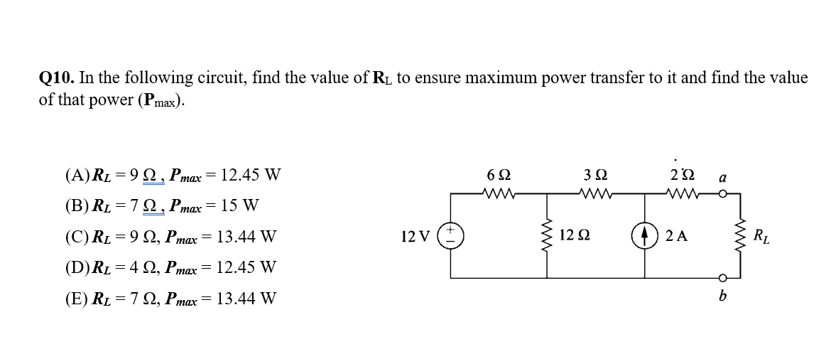 Solved Q10. In ﻿the following circuit, find the value | Chegg.com