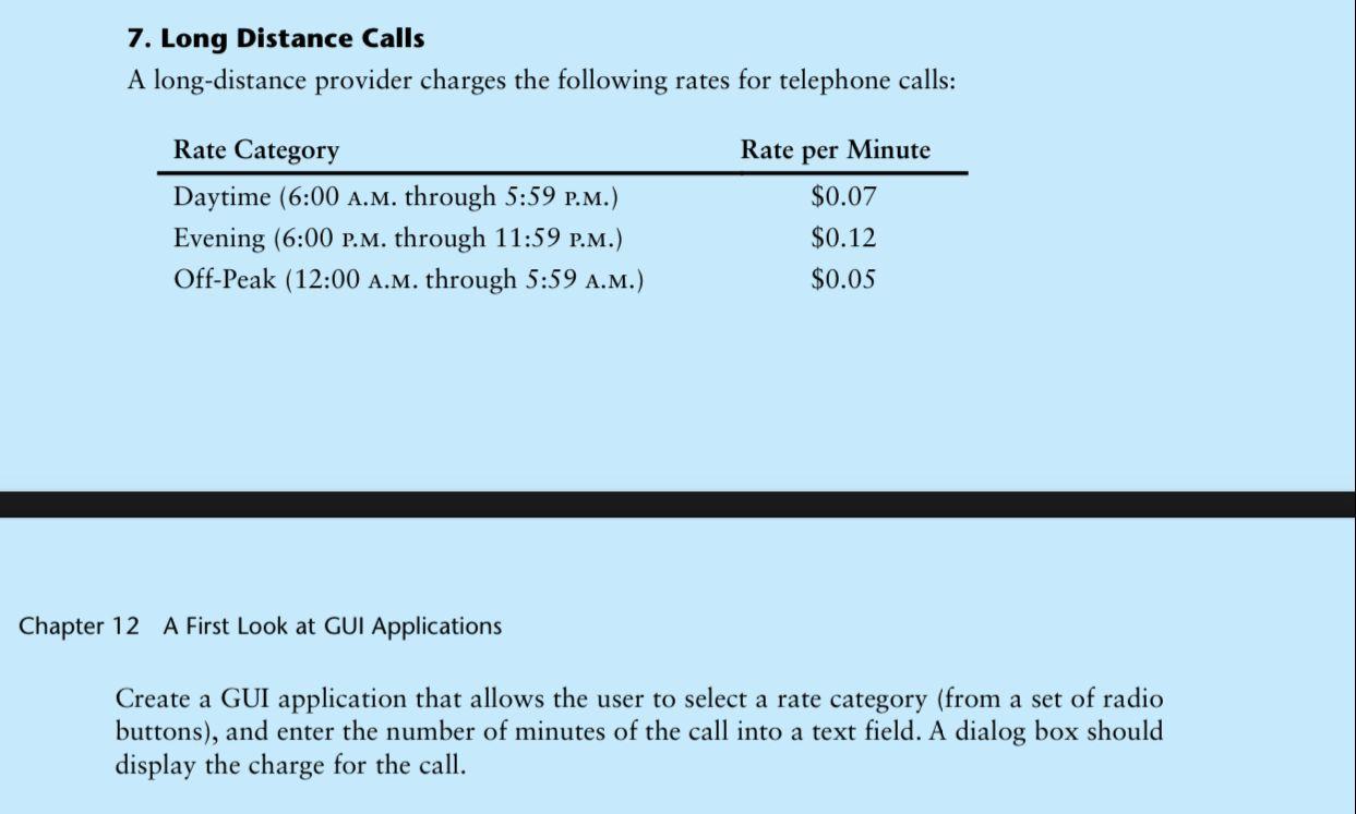 Solved 7. Long Distance Calls A long-distance provider | Chegg.com