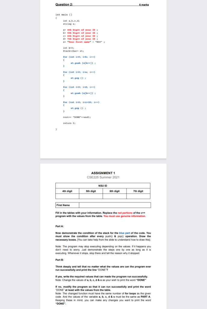 Solved Question 2: 6 marks int main() { int a,b,c,d: | Chegg.com