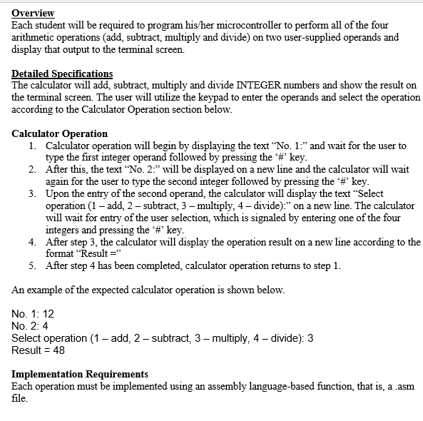Solved Overview Each student will be required to program | Chegg.com
