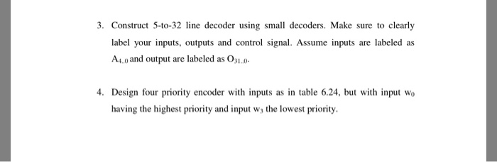 Solved 3. Construct 5-to-32 line decoder using small | Chegg.com