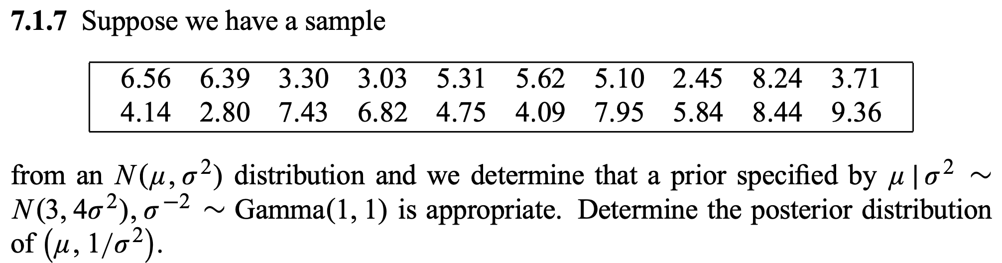 Solved 7.1.7 Suppose we have a sample 6.56 6.39 3.30 3.03 | Chegg.com
