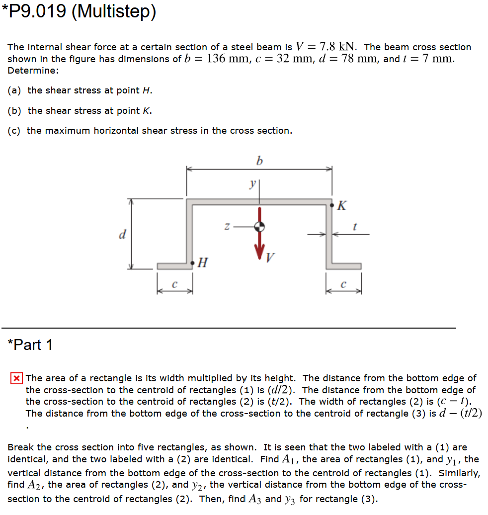 Solved Break the cross section into five rectangles, as | Chegg.com
