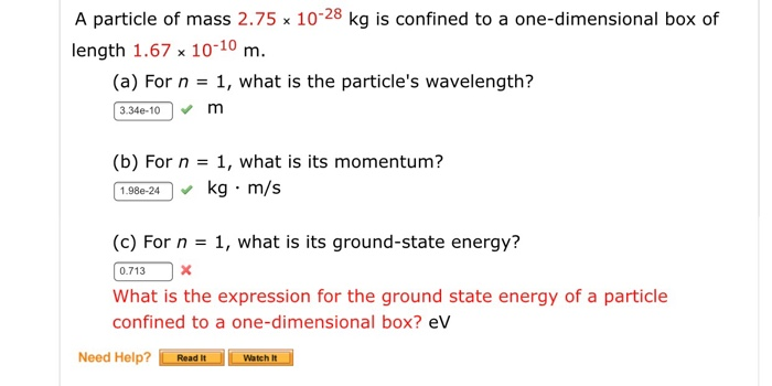 Solved A particle of mass 2.75 x 10-28 kg is confined to a | Chegg.com