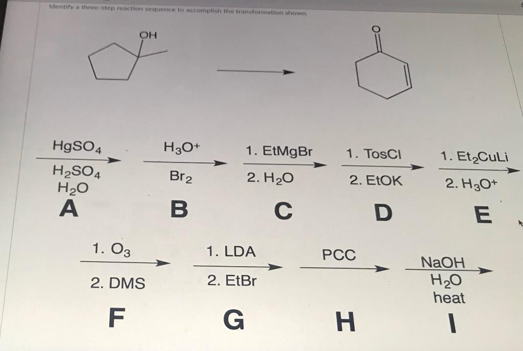 Solved Identify a three-step reaction sequence to accomplish | Chegg.com