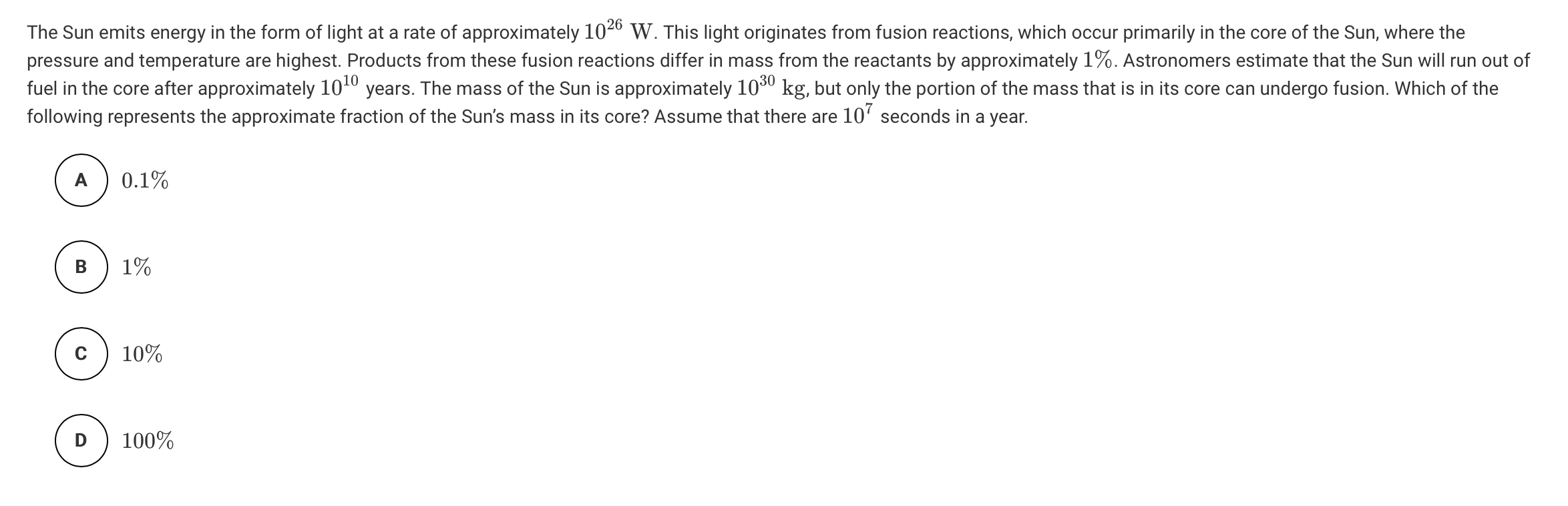 Solved The Sun emits energy in the form of light at a rate | Chegg.com