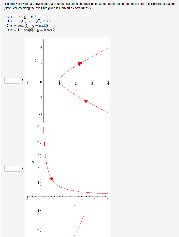 Solved (1 point) Below you are given four parametric | Chegg.com