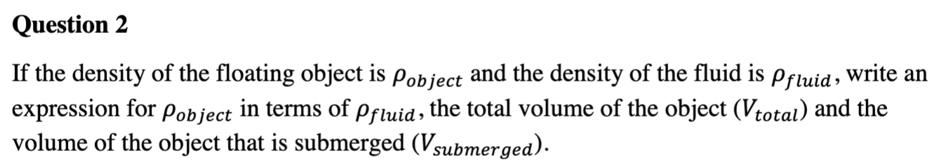 Solved If the density of the floating object is | Chegg.com