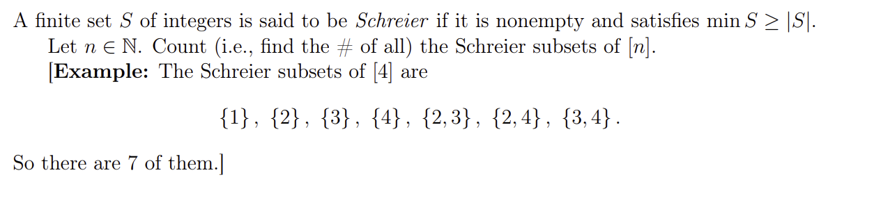 Solved A finite set S of integers is said to be Schreier if | Chegg.com