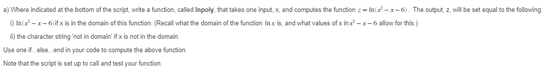 Solved a) Where indicated at the bottom of the script, write | Chegg.com