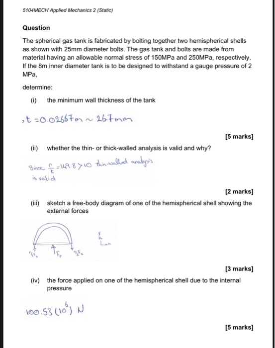 Solved 5104MECH Applied Mechanics 2 (Static) Question The | Chegg.com
