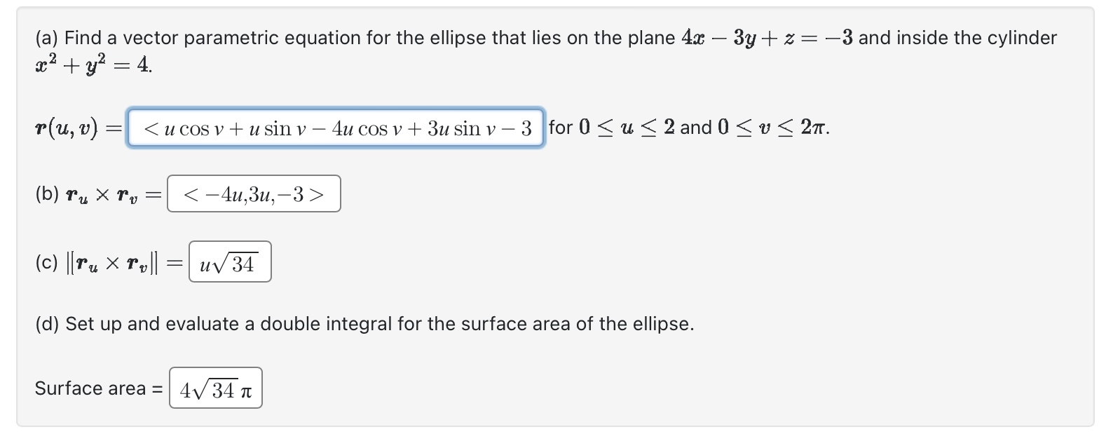 Solved (a) ﻿Find a vector parametric equation for the | Chegg.com