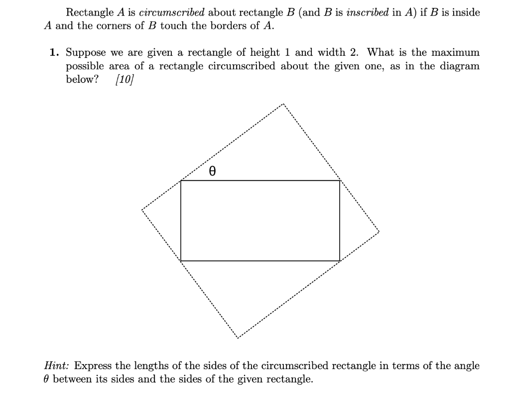 Solved Rectangle A is circumscribed about rectangle B (and B | Chegg.com