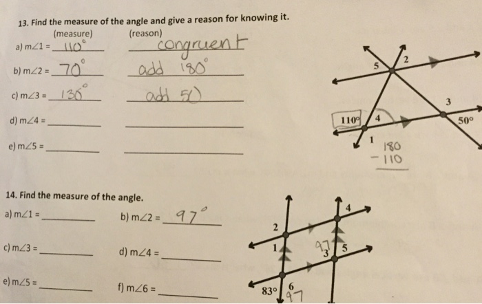 Solved 13. Find the measure of the angle and give a reason | Chegg.com